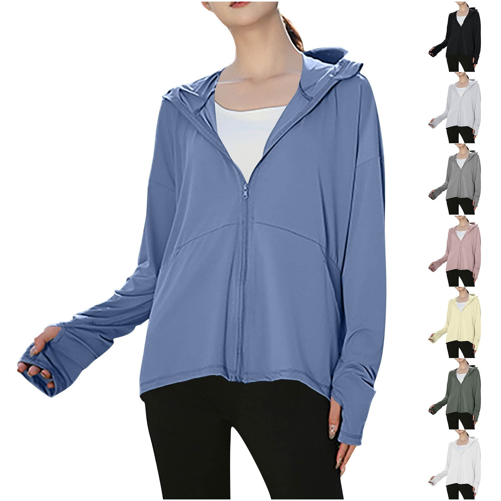 BADHUB Women's UPF 50+ UV Sun Protection Jacket Hooded with Thumb Holes SPF Cooling Sun Shirt ...