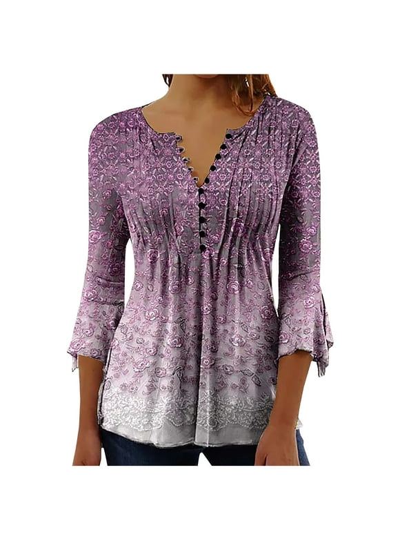 Womens Three Quarter Sleeve Tops