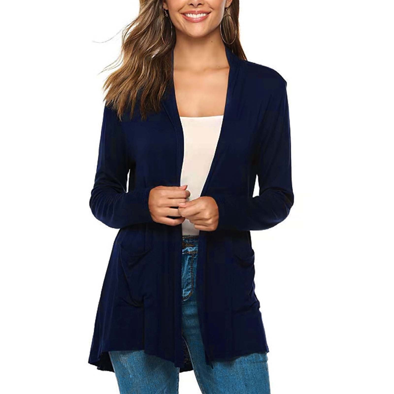 BADHUB Womens Casual Lightweight Long Sleeve Cardigan Soft Drape Open ...