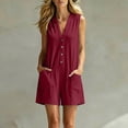 BADHUB Womens Shorts Romper Sleeveless V Neck Loose Fit Overall with ...