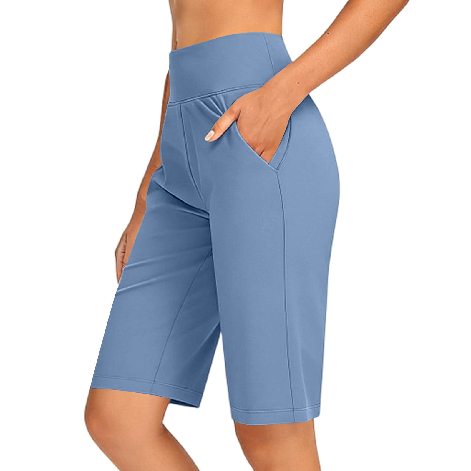 BADHUB Yoga Shorts for Women High Waisted Butt Lifting Scrunch Bermuda ...