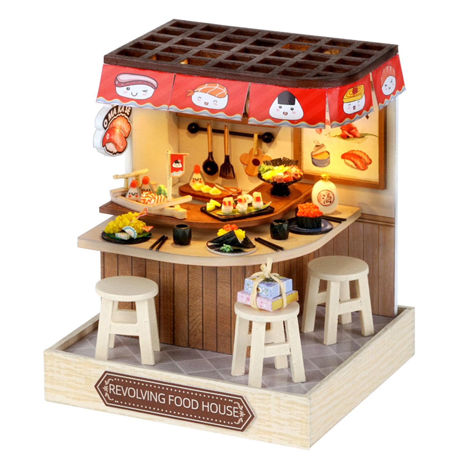 BAELLERT 1 Set DIY Miniature Dollhouse Kit with LED 3D Handmade House ...