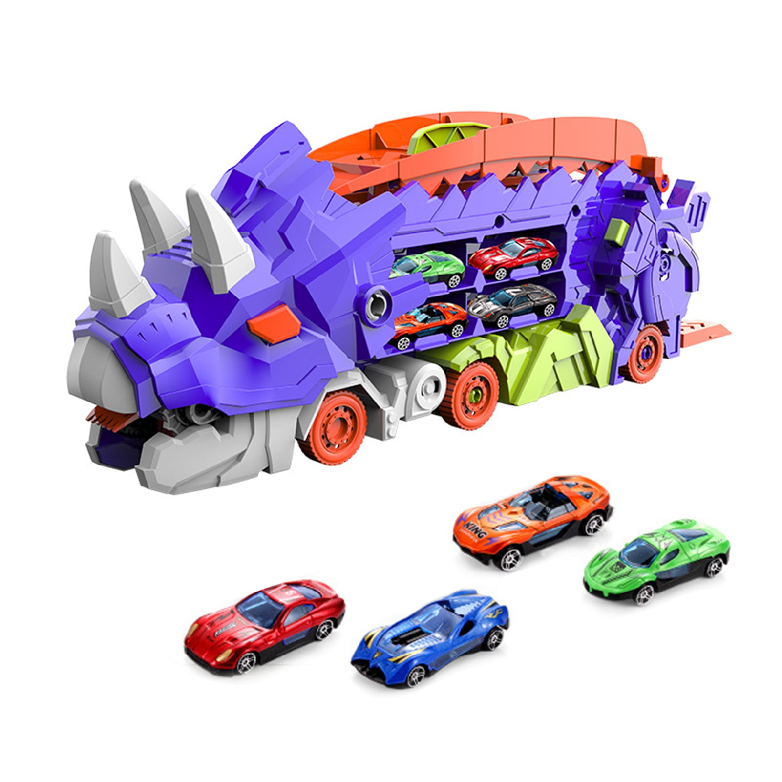 BAELLERT 1 Set Dinosaur Swallow Truck Toy with Small Alloy Car Foldable ...