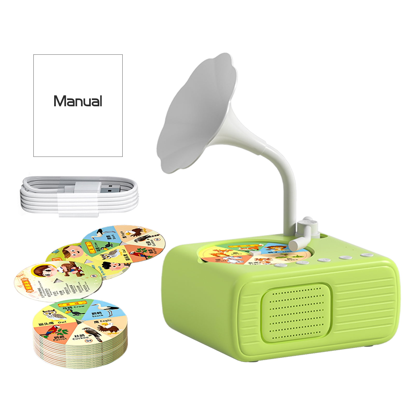 BAELLERT 1 Set Kids Gramophone Toy with 96 Cards Early Education ...