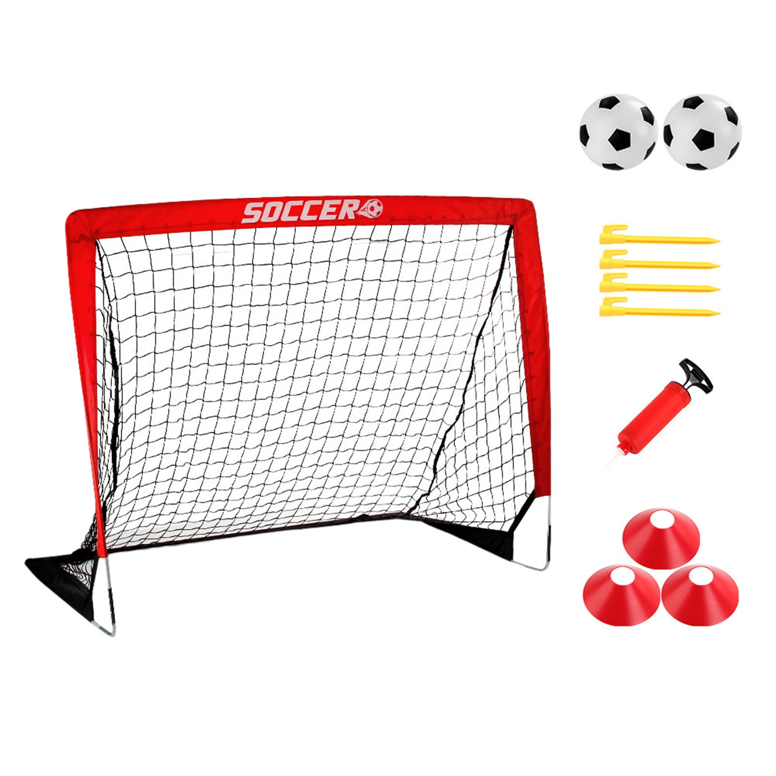 BAELLERT 1 Set Kids Soccer Goal Toy with 2 Balls 4 Stakes Pump Cone ...