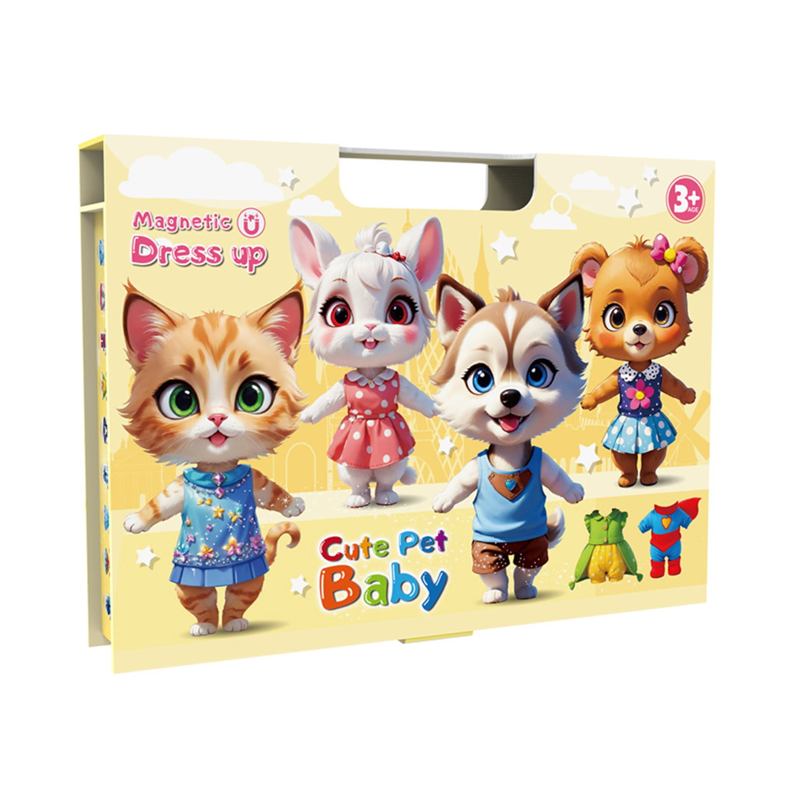 BAELLERT 1 Set Magnetic Animal Dress-Up Paper Doll Magnet Pet Clothes ...
