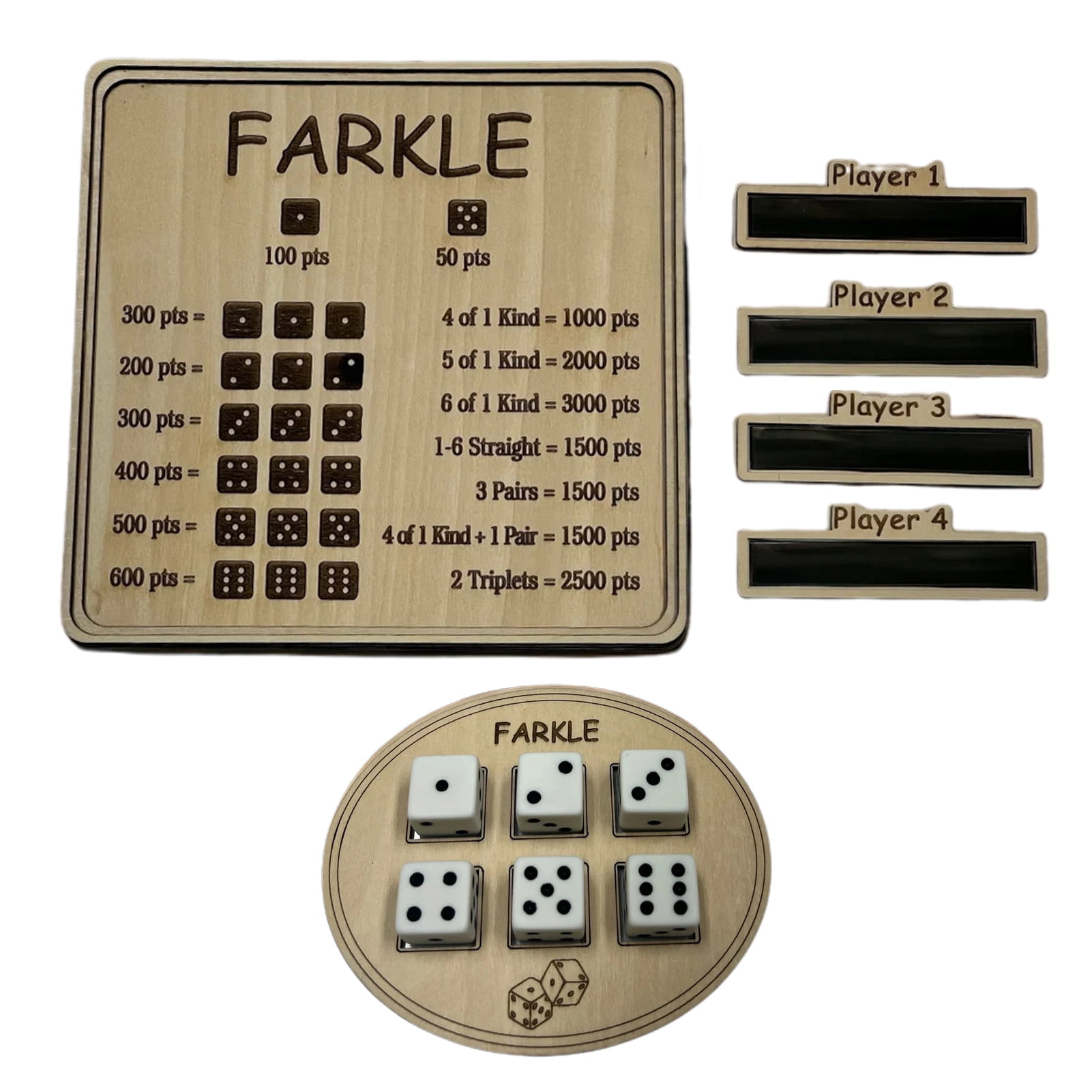 BAELLERT 1 Set Wooden Classic Dice Board Game with 6 Dice Portable ...