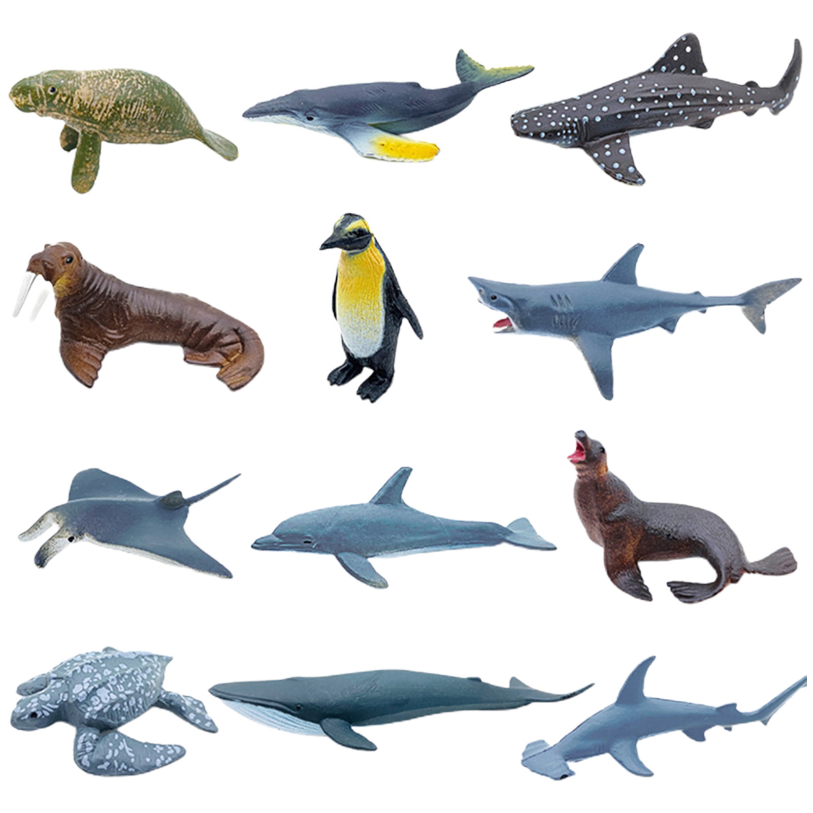 BAELLERT 12Pcs Sea Animal Models High Simulation Shark Whale Turtle Sea ...