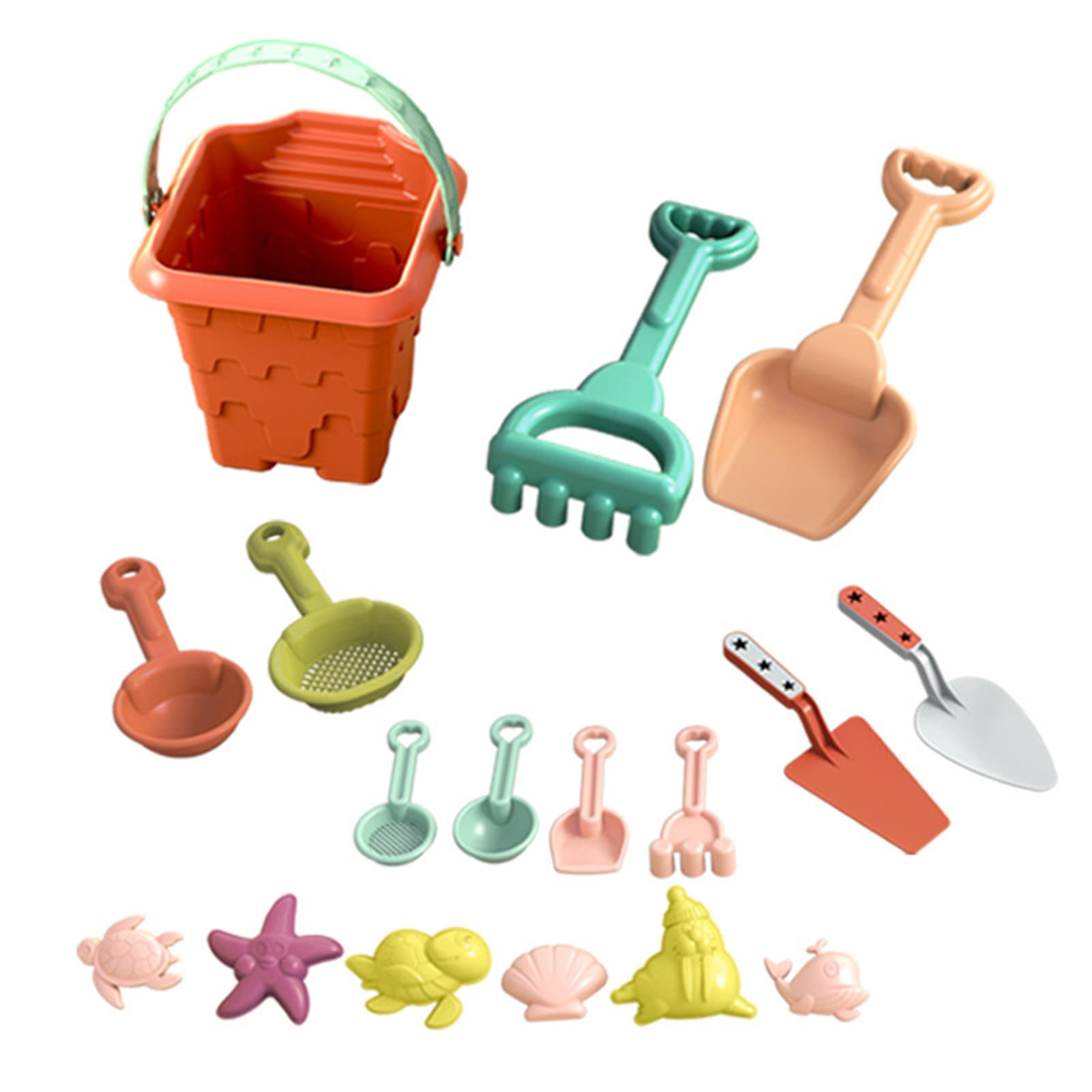 BAELLERT 17Pcs/Set Kids Beach Sand Toy with Bucket Sand Shovel Rake ...
