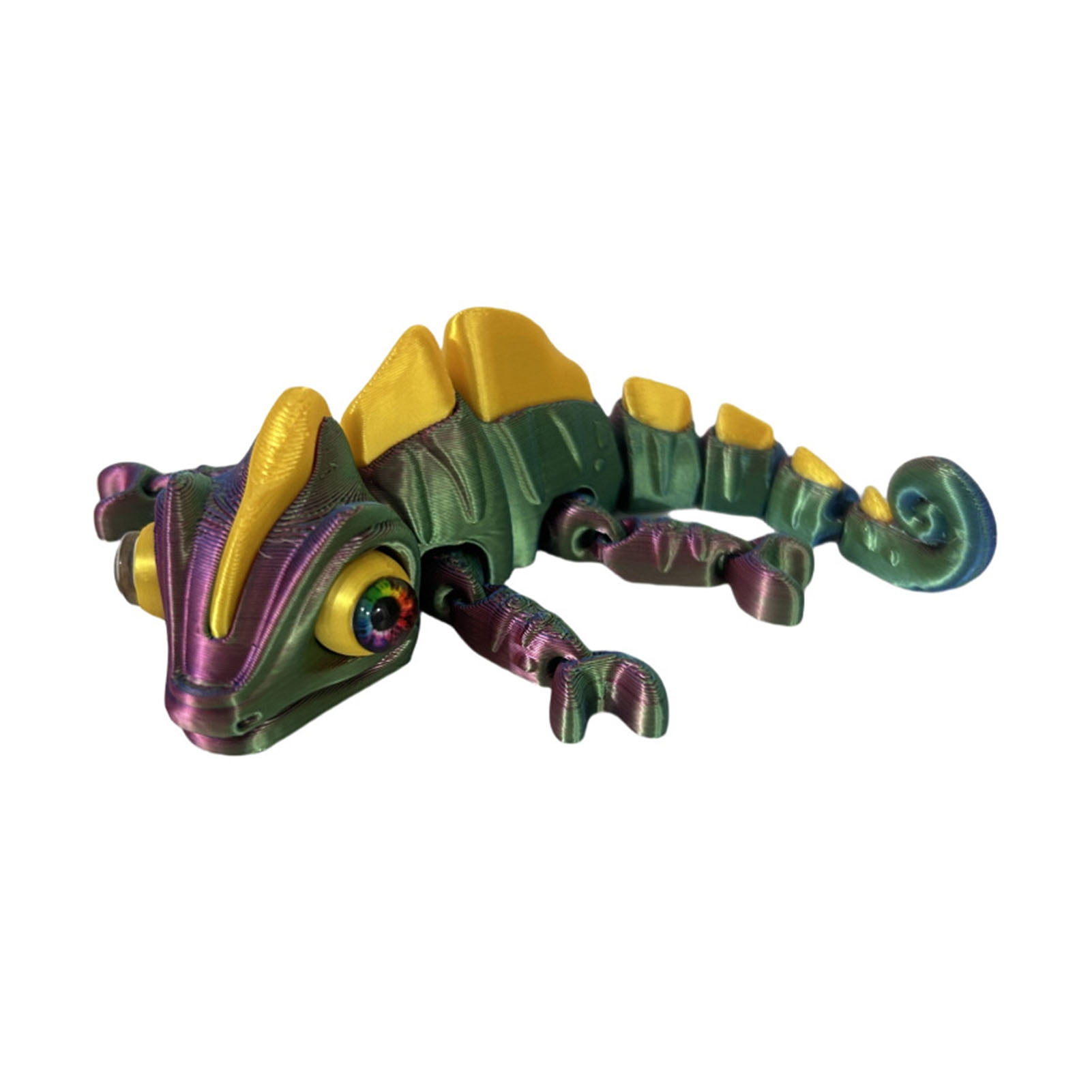 BAELLERT 3D Printed Chameleon Figurine Movable Eyes Mini Lizard Figure ...