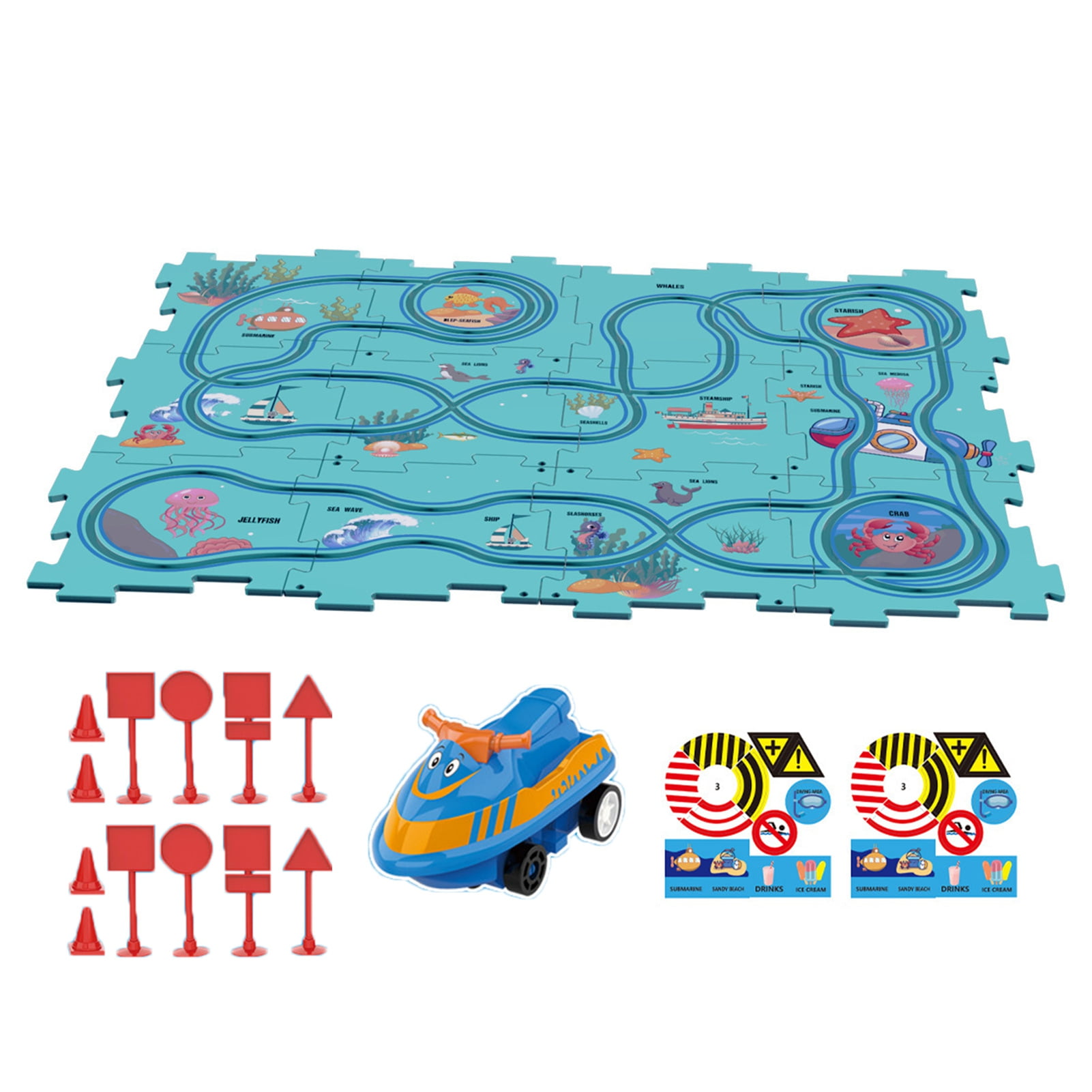 BAELLERT 5/15/25Pcs/Set Puzzle Track Car Toy Cartoon Dinosaur Ocean ...