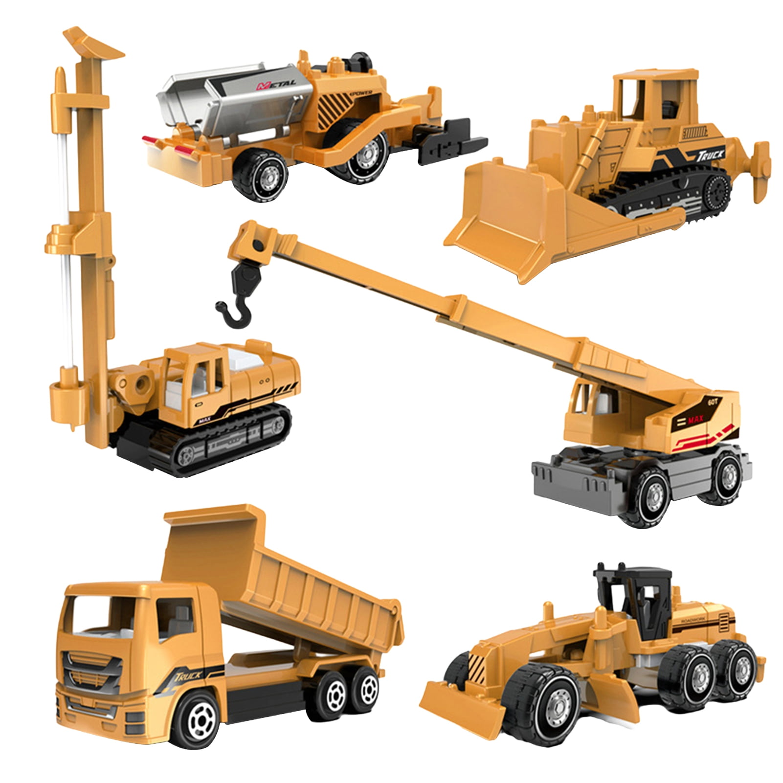 BAELLERT 6Pcs/Set 1:64 Construction Vehicle Toy Movable Joints ...