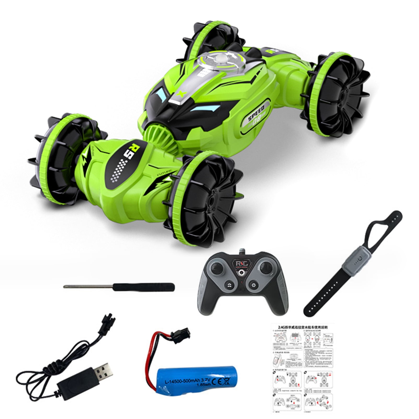 BAELLERT Amphibious RC Stunt Twist Car 4 Wheels Double-sided Gesture ...