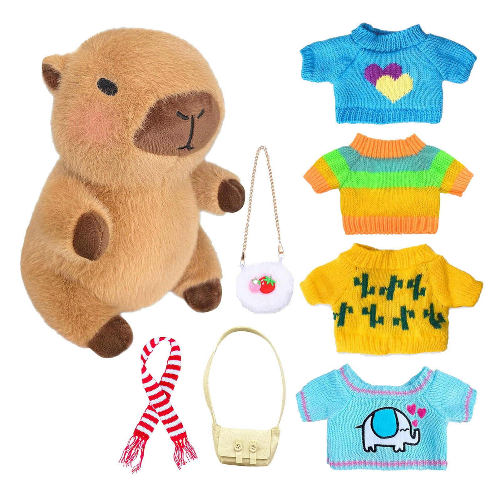 BAELLERT Capybara Plush Toy with Clothes Accessories Set 9.84" DIY Cute ...