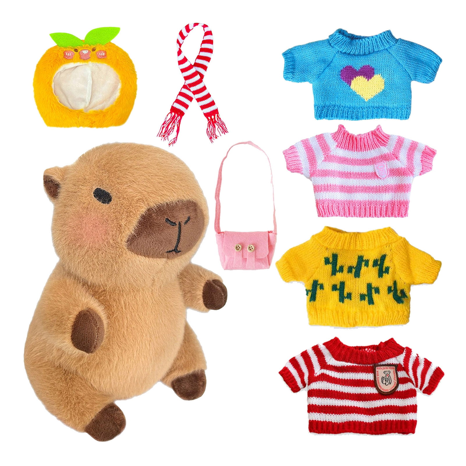 BAELLERT Capybara Plush Toy with Clothes Accessories Set 9.84" DIY Cute ...