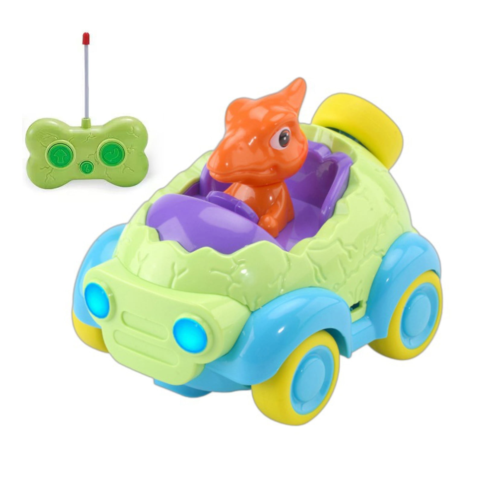 BAELLERT Cartoon Dinosaur Remote Control Car with Music Light Kids Electric 2.4GHz RC Dino ...