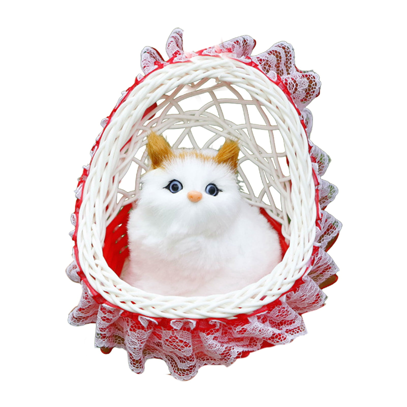 BAELLERT Cat in Flower Basket Model High Fidelity Fuzzy Kitty Shirring ...