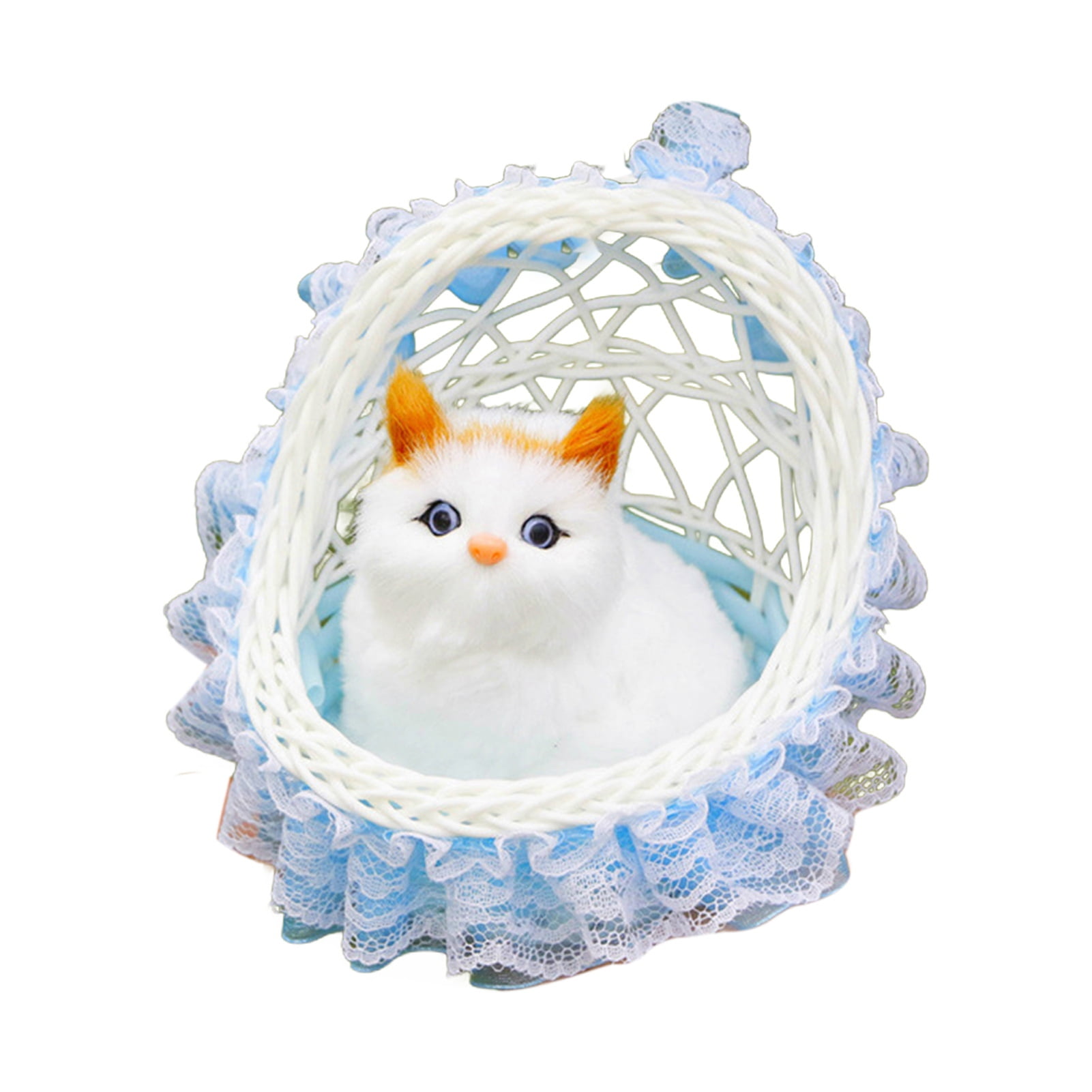 BAELLERT Cat in Flower Basket Model High Fidelity Fuzzy Kitty Shirring ...