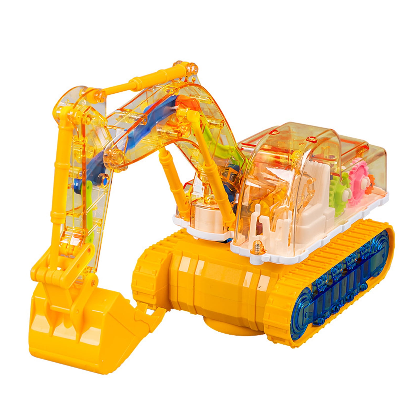 BAELLERT Clear Mechanical Gear Excavator Toy with Colorful LED Lights ...