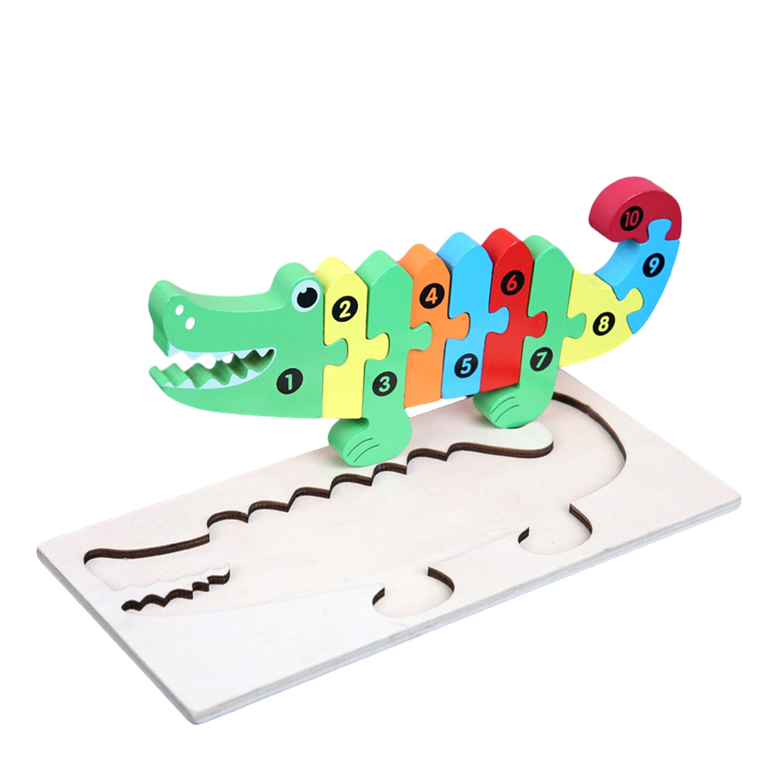 BAELLERT Colorful Animal Wooden Puzzle Game with Board Snake Crocodile Giraffe Cognition 3D ...