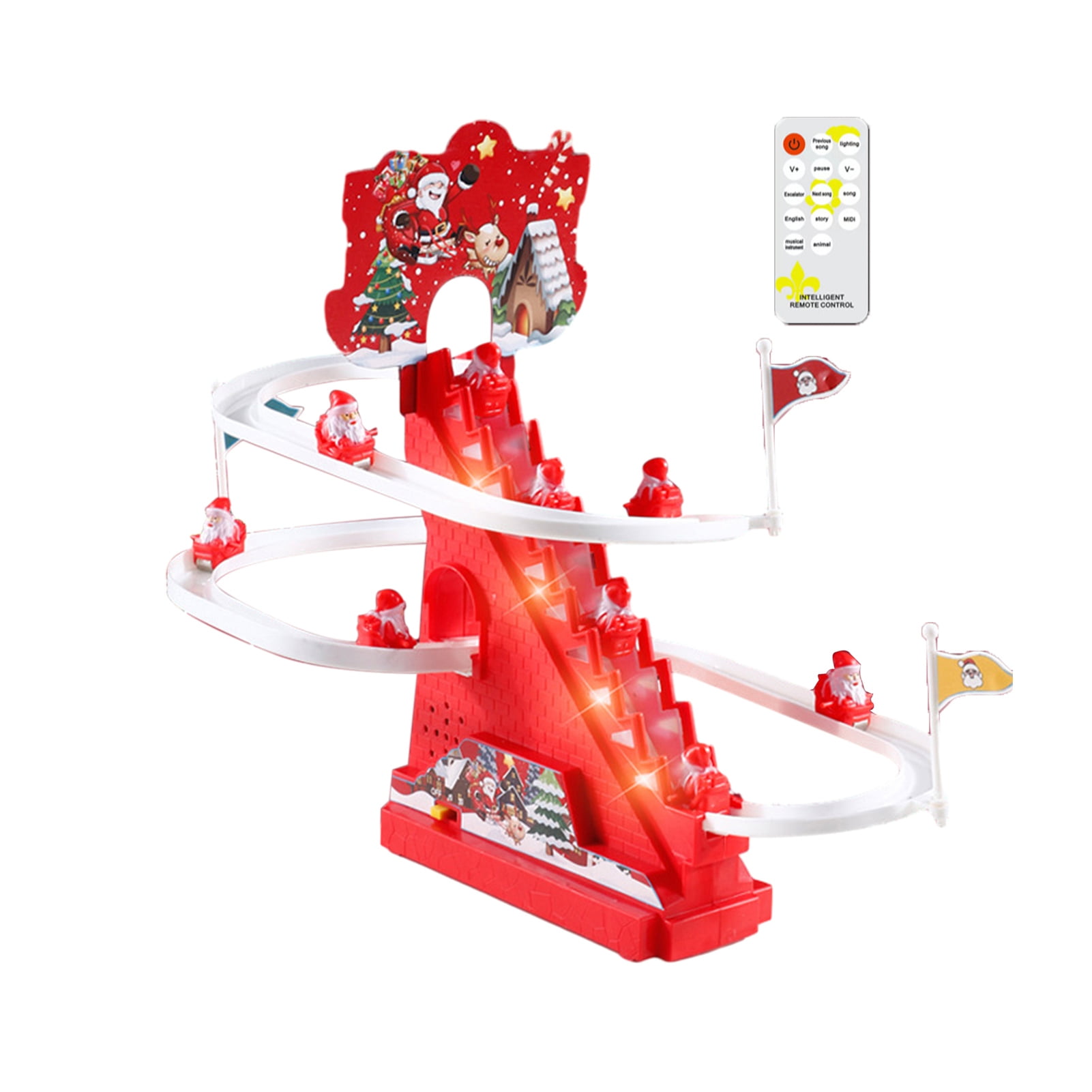 BAELLERT Electric Santa Climbing Track Toy with Light Music Remote ...