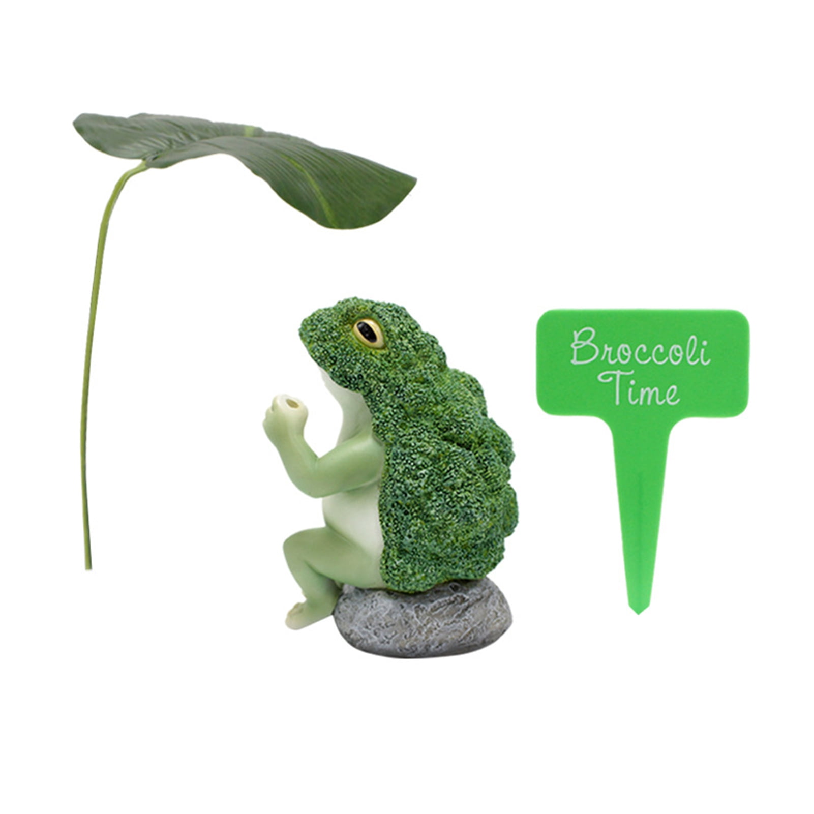 BAELLERT Frog Model Ornament Good Detail Realistic Brocoli Frog Leaf ...