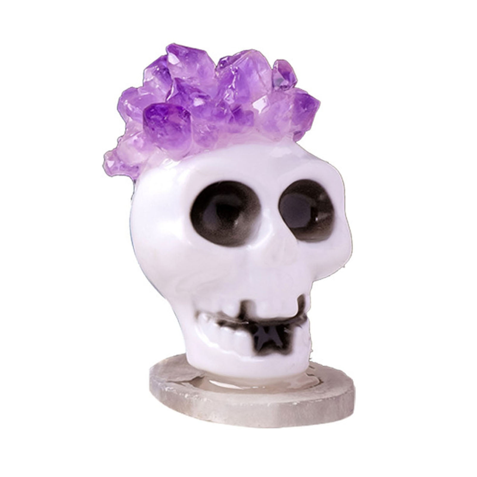 BAELLERT Halloween Fake Amethyst Skull Figurine Healing Natural Stone ...