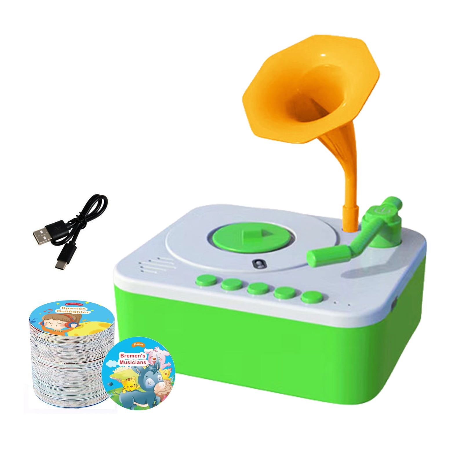 BAELLERT Kids Gramophone Toy with 93 Cards Early Education Children ...