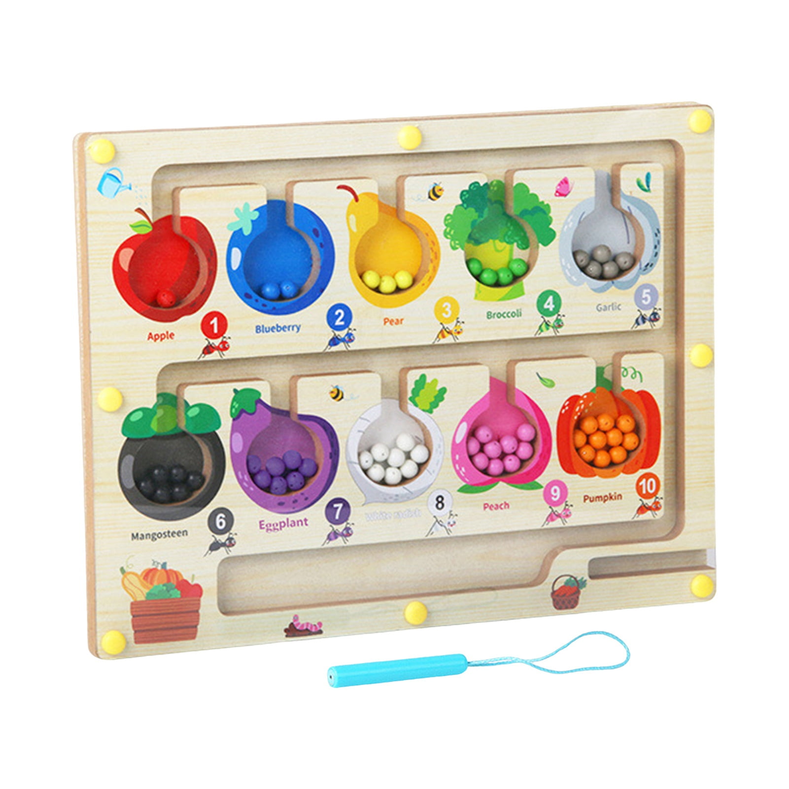 BAELLERT Magnetic Bead Maze Board Game Ice Cream Dinosaur Vegetable ...