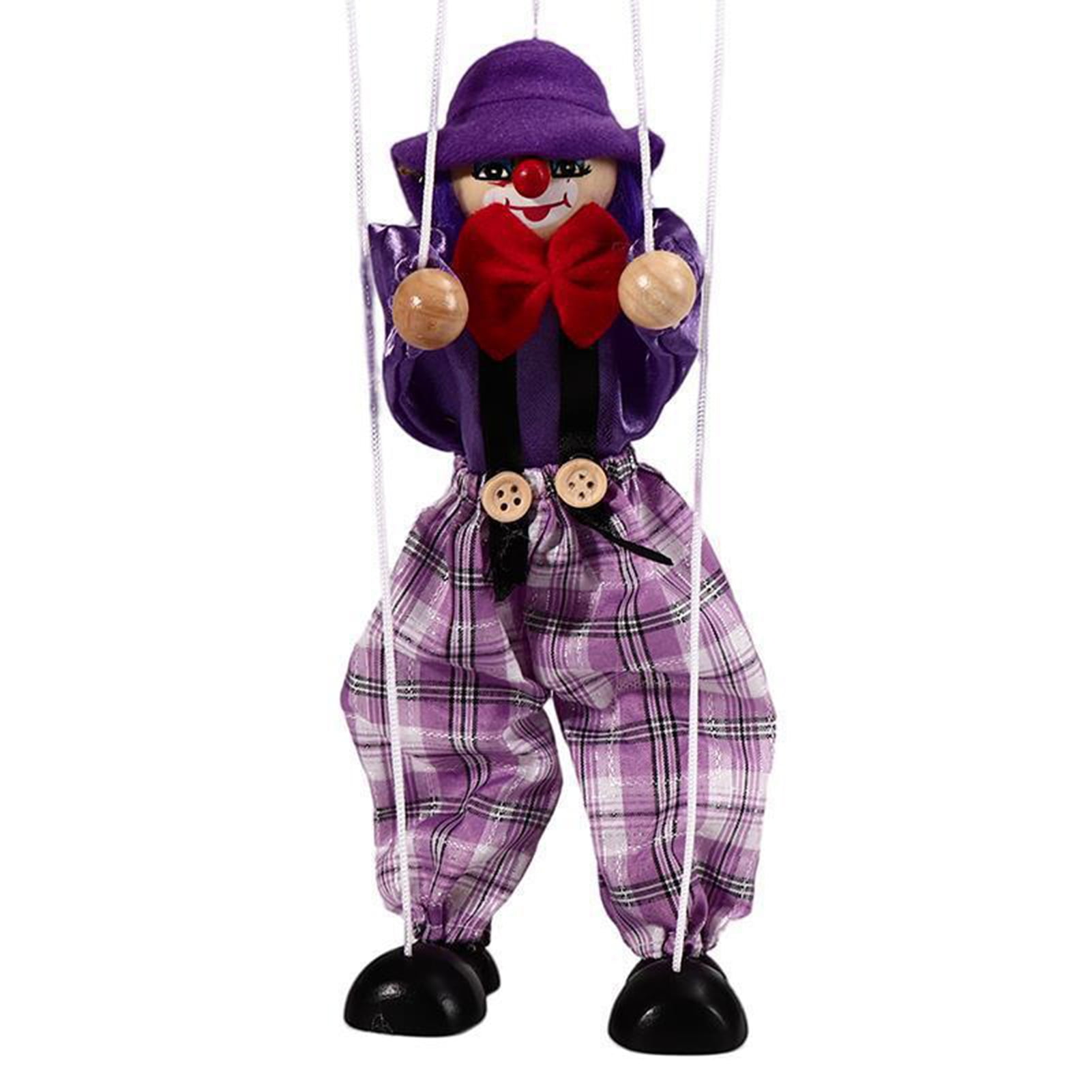 BAELLERT Marionette Clown Puppet Toy Pull Rope Wooden Puppet Doll ...
