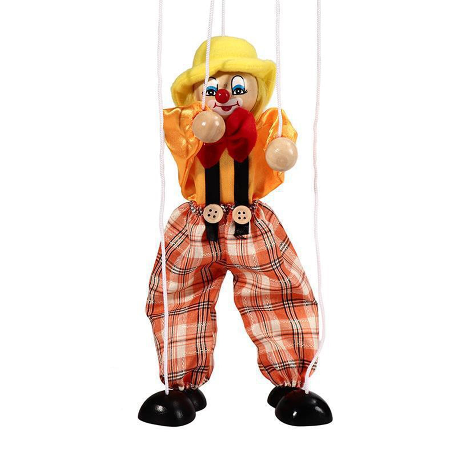 BAELLERT Marionette Clown Puppet Toy Pull Rope Wooden Puppet Doll ...