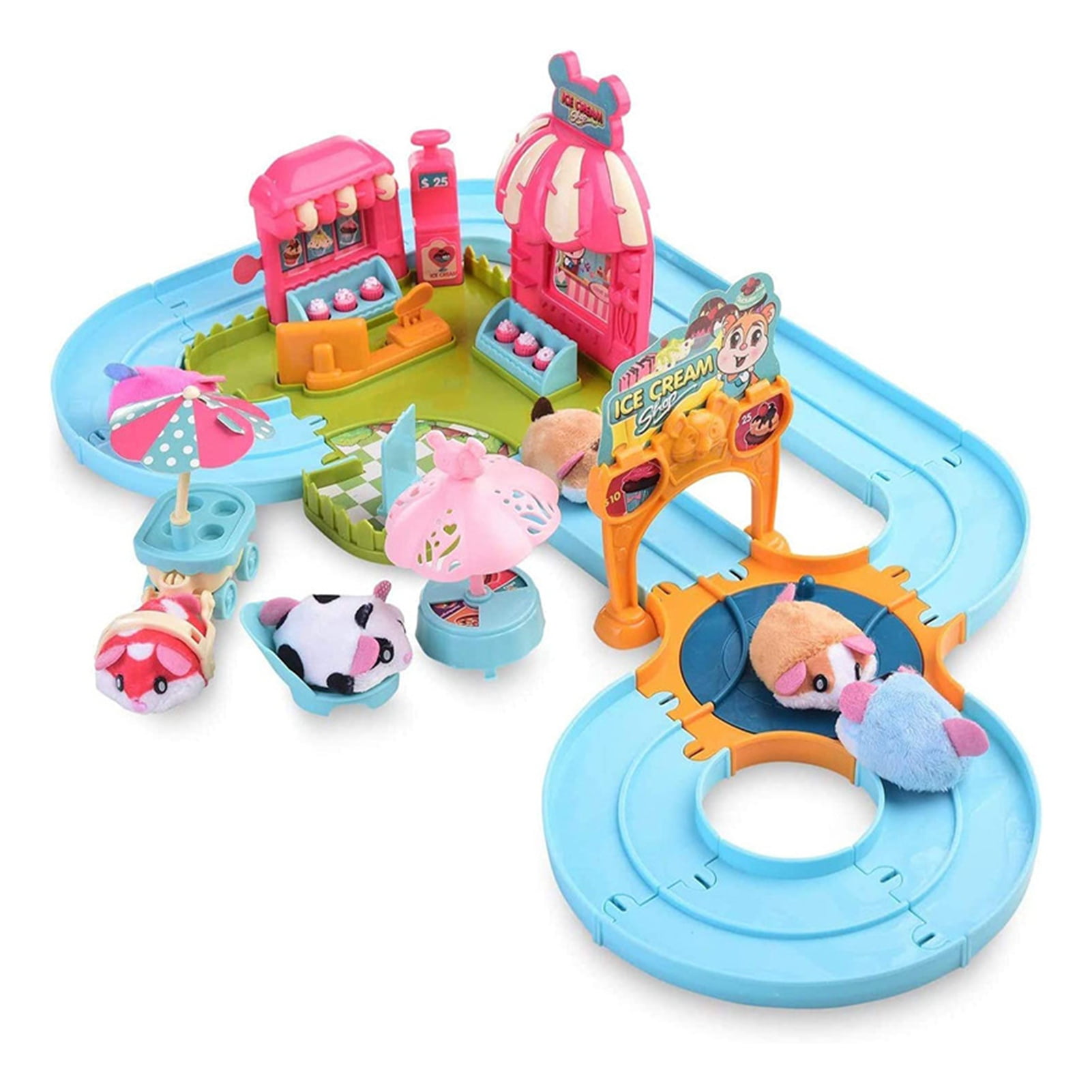 BAELLERT Mini Playset Plush Hamster Mini Ice Cream Playground Playset ...