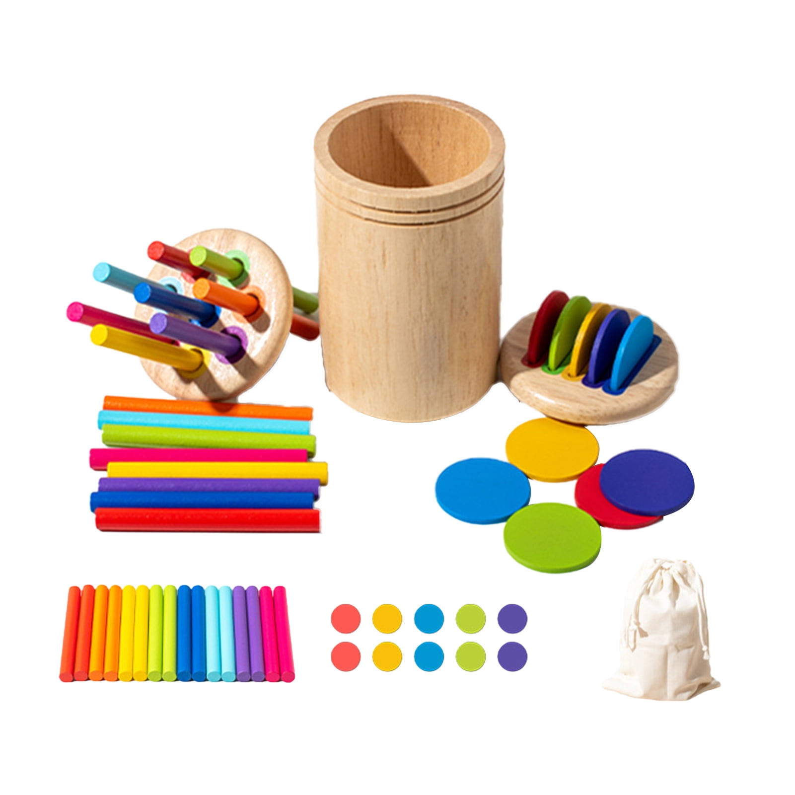 BAELLERT Montessori Toy Set for Toddlers Wooden Color Sorting Fine ...