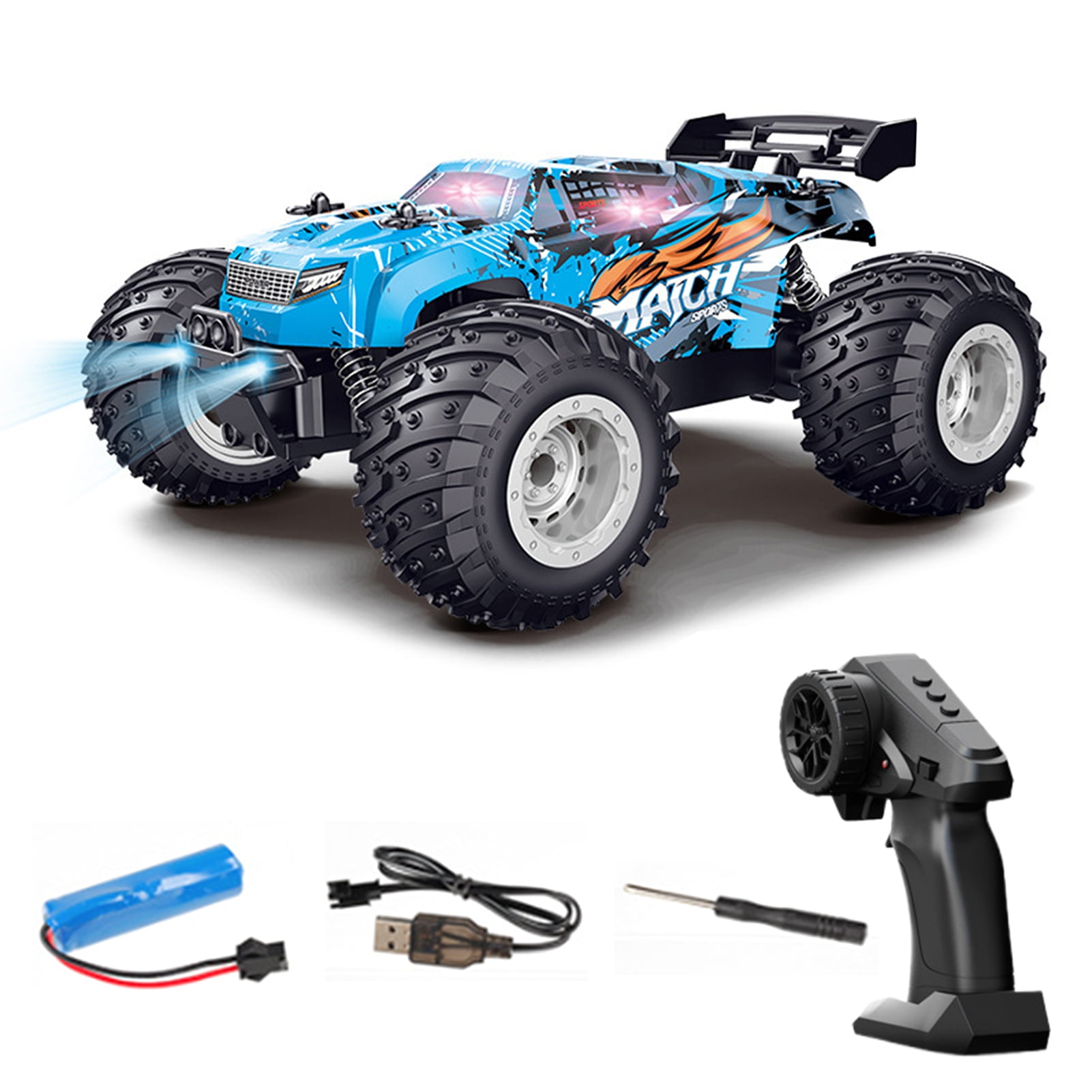 BAELLERT Remote Control Off-Road Car with LED Light 4 Wheels Drive 1/18 ...