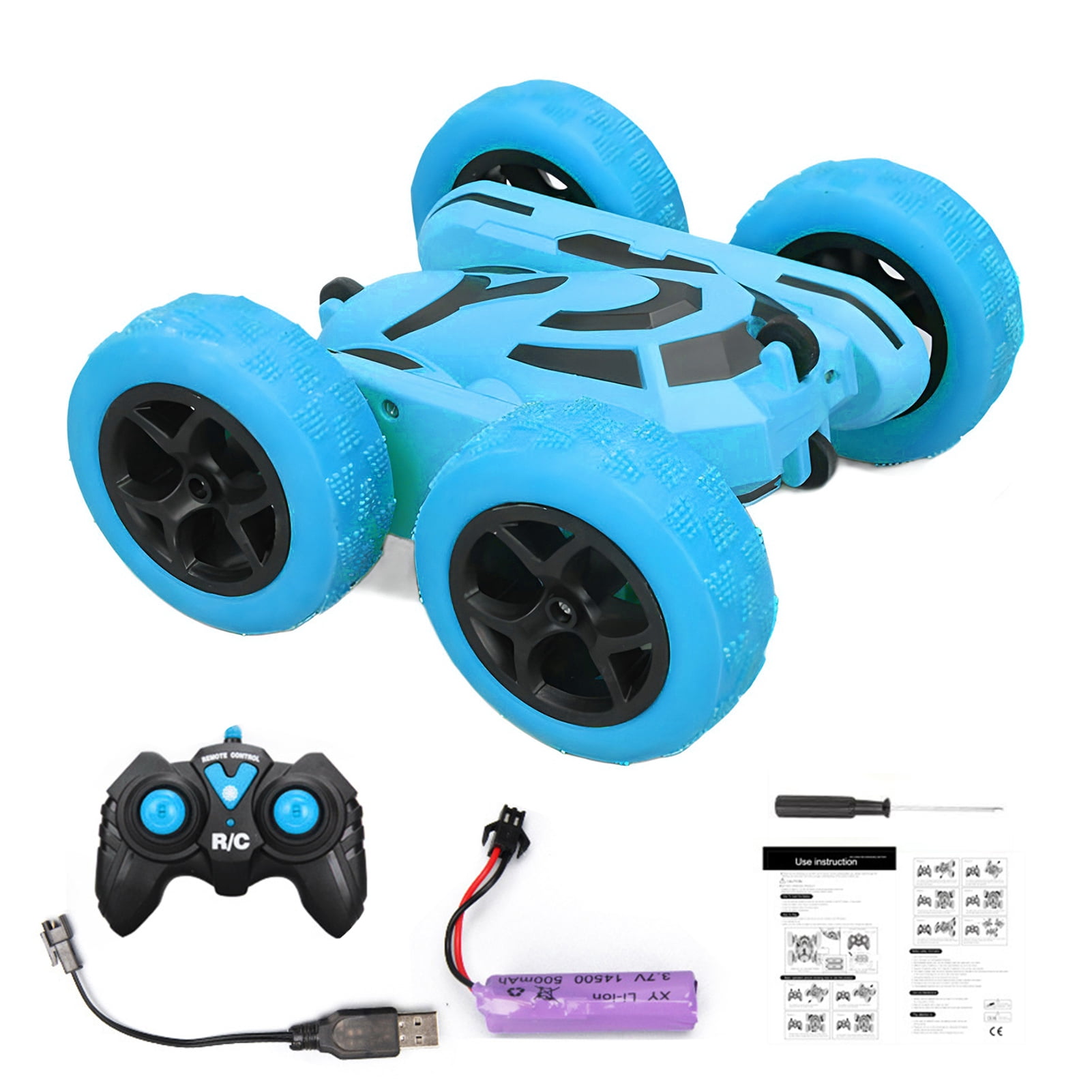 BAELLERT Remote Control Stunt Spin Car with LED Light Double-sided 4 ...