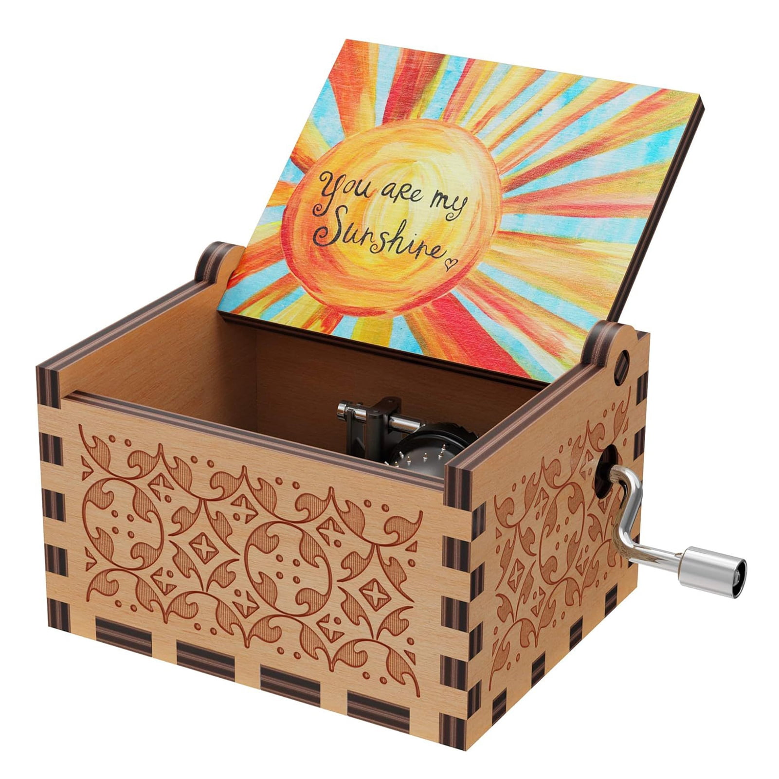 BAELLERT Rotary Handle Wooden Music Box You Are My Sunshine Mini ...