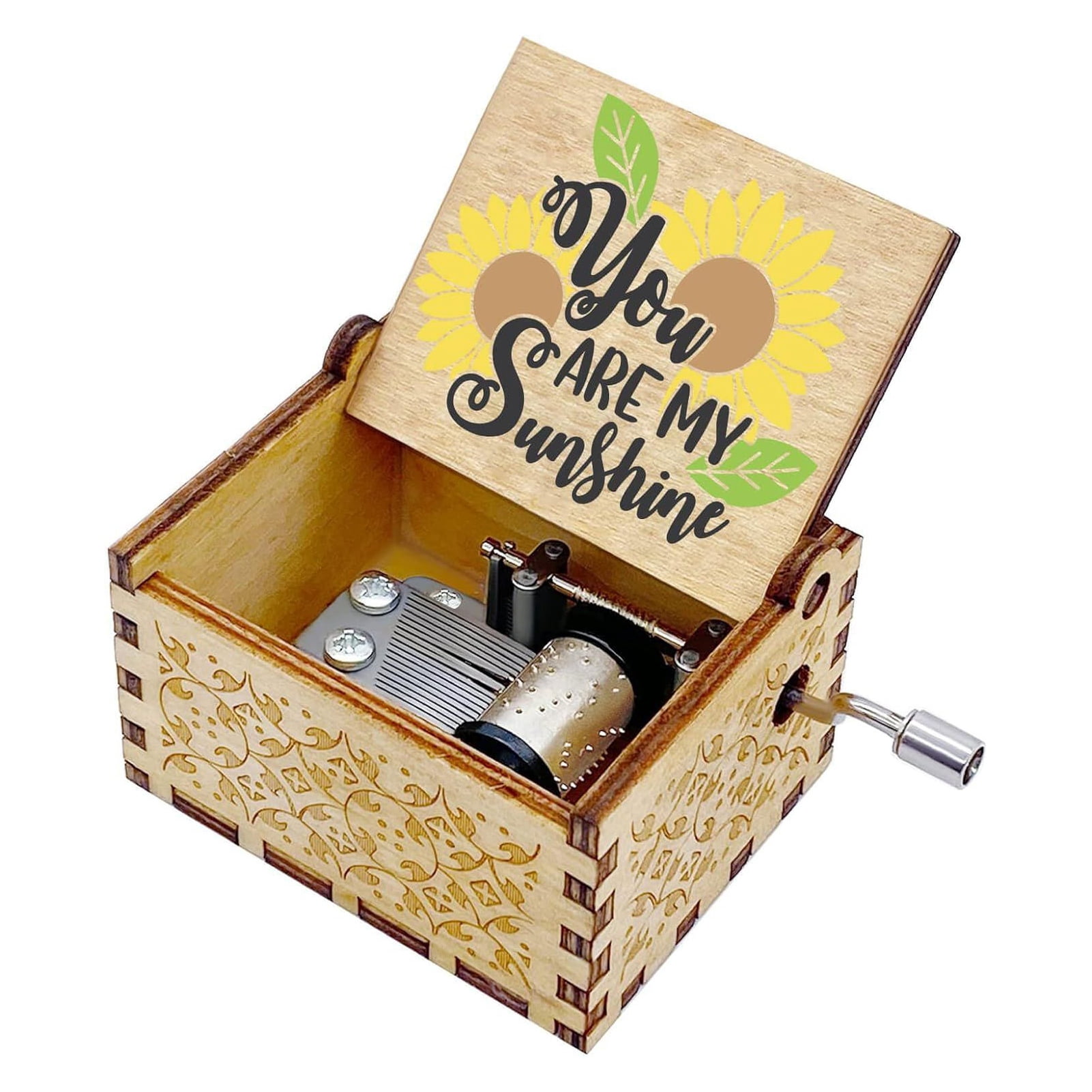 BAELLERT Rotary Handle Wooden Music Box You Are My Sunshine Mini ...