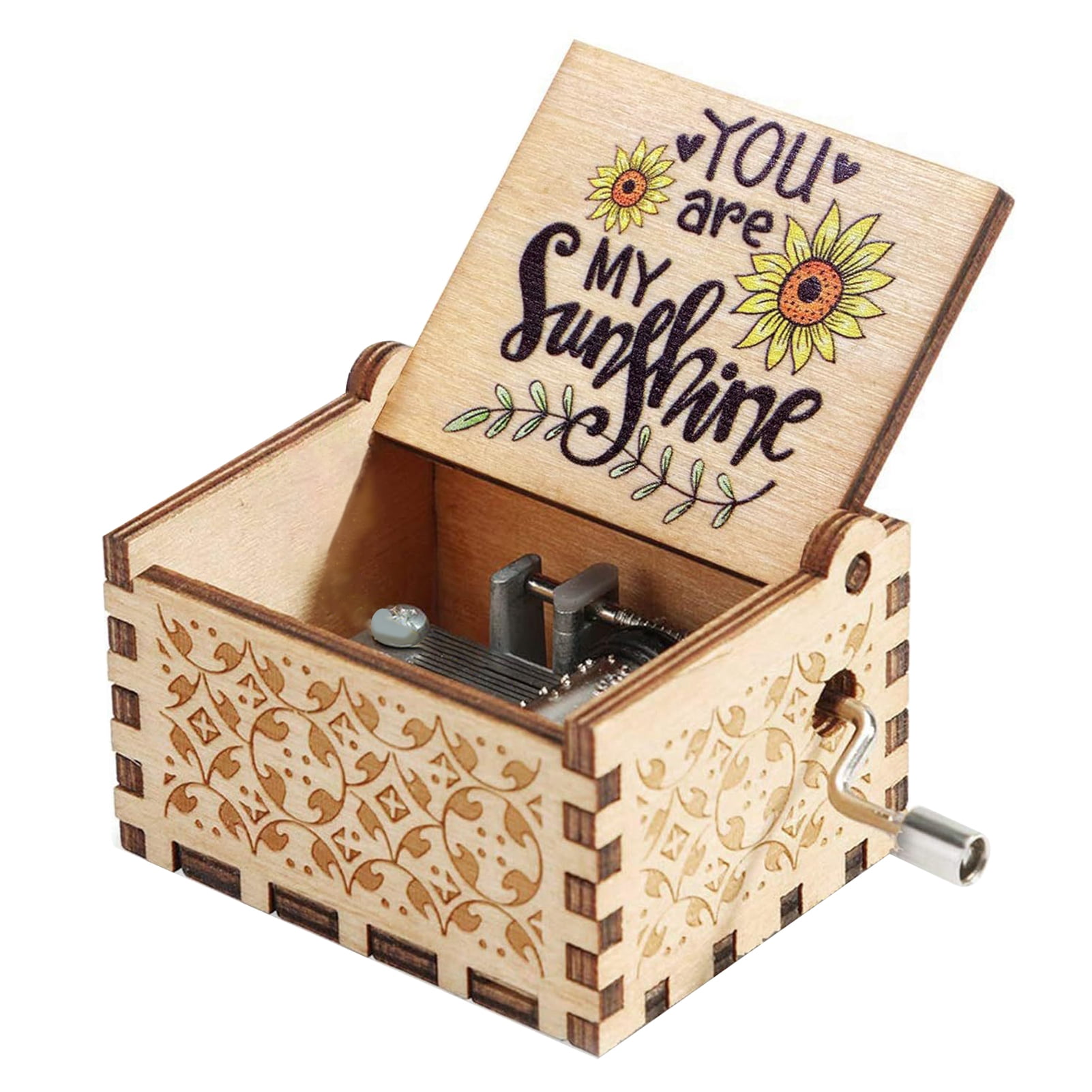 BAELLERT Rotary Handle Wooden Music Box You Are My Sunshine Mini ...