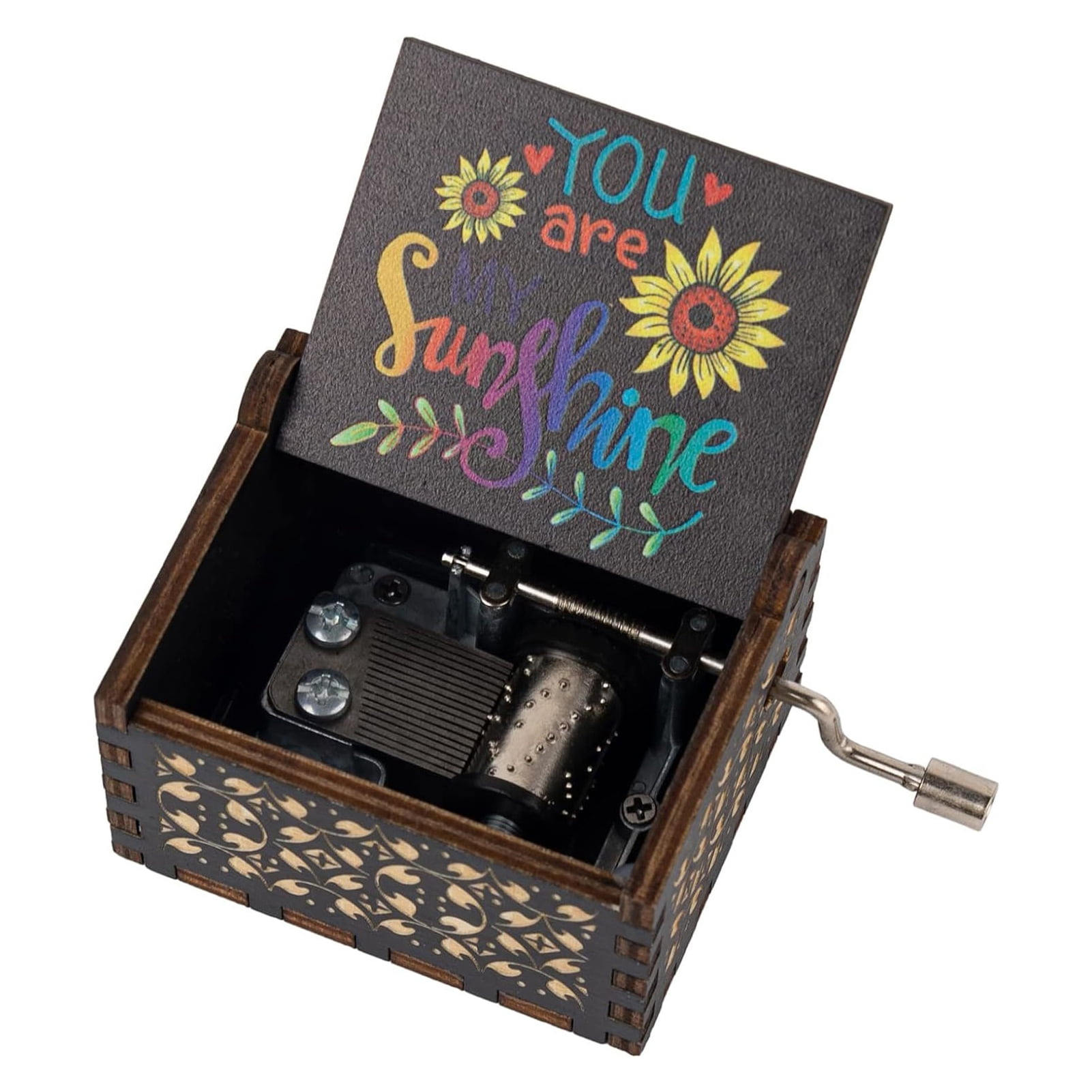 BAELLERT Rotary Handle Wooden Music Box You Are My Sunshine Mini ...
