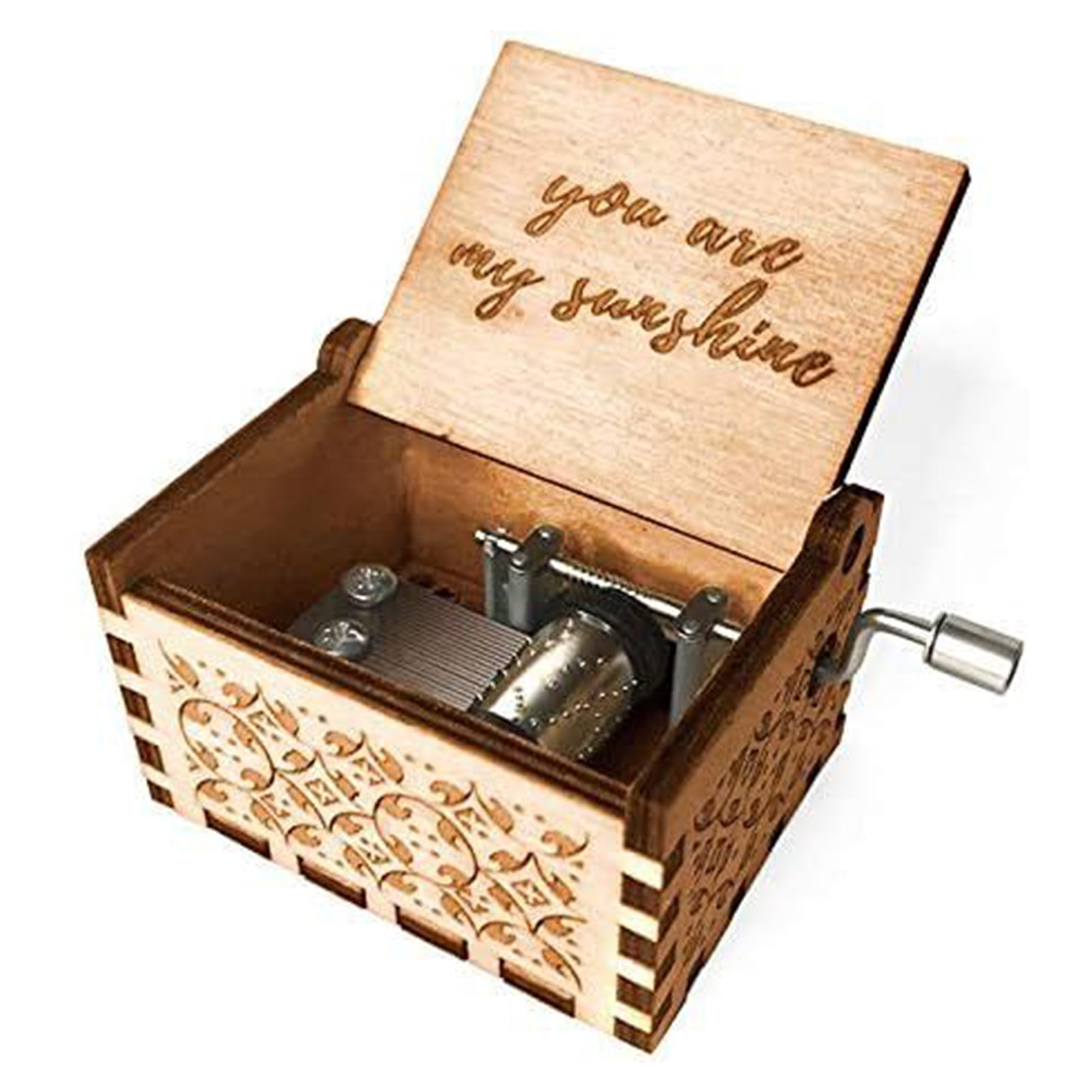 BAELLERT Rotary Handle Wooden Music Box You Are My Sunshine Mini ...