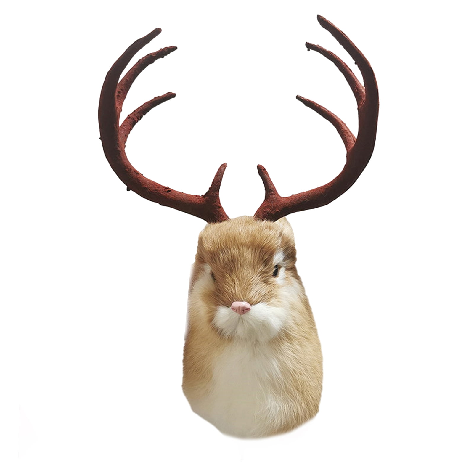 BAELLERT Simulation Rabbit Head with Antlers Craft Ornament Lifelike ...