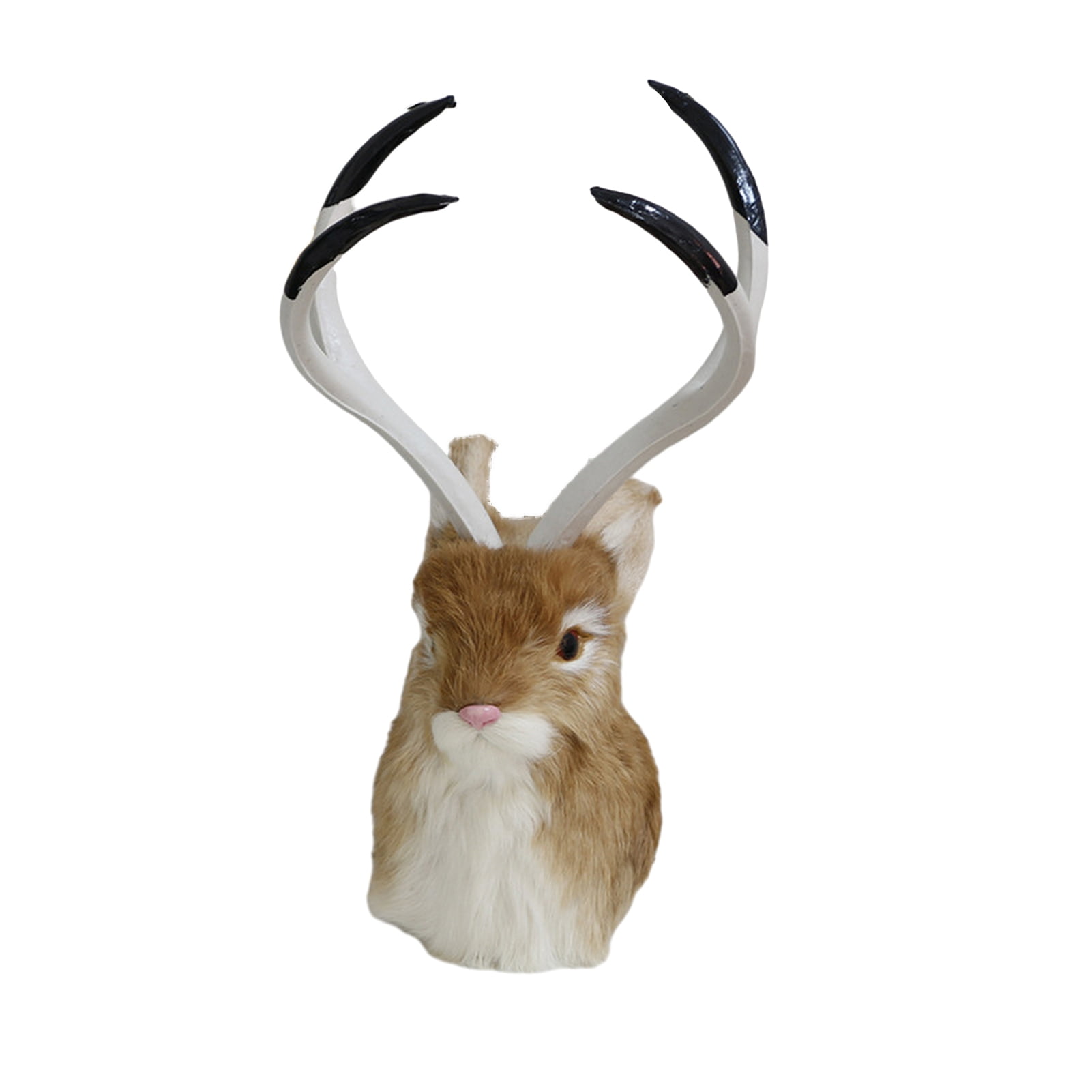 BAELLERT Simulation Rabbit Head with Antlers Craft Ornament Lifelike ...