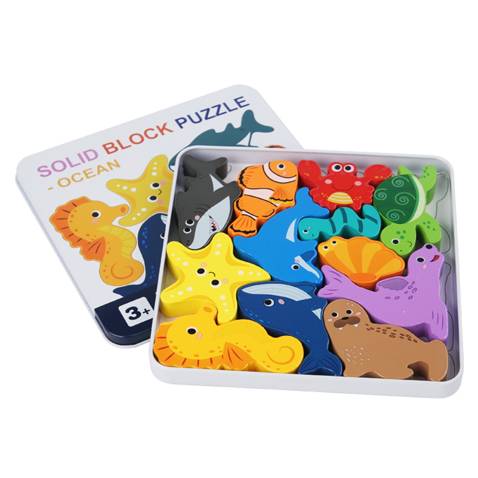 BAELLERT Wooden Animal Block Puzzle Game Open Imagination Design Early ...