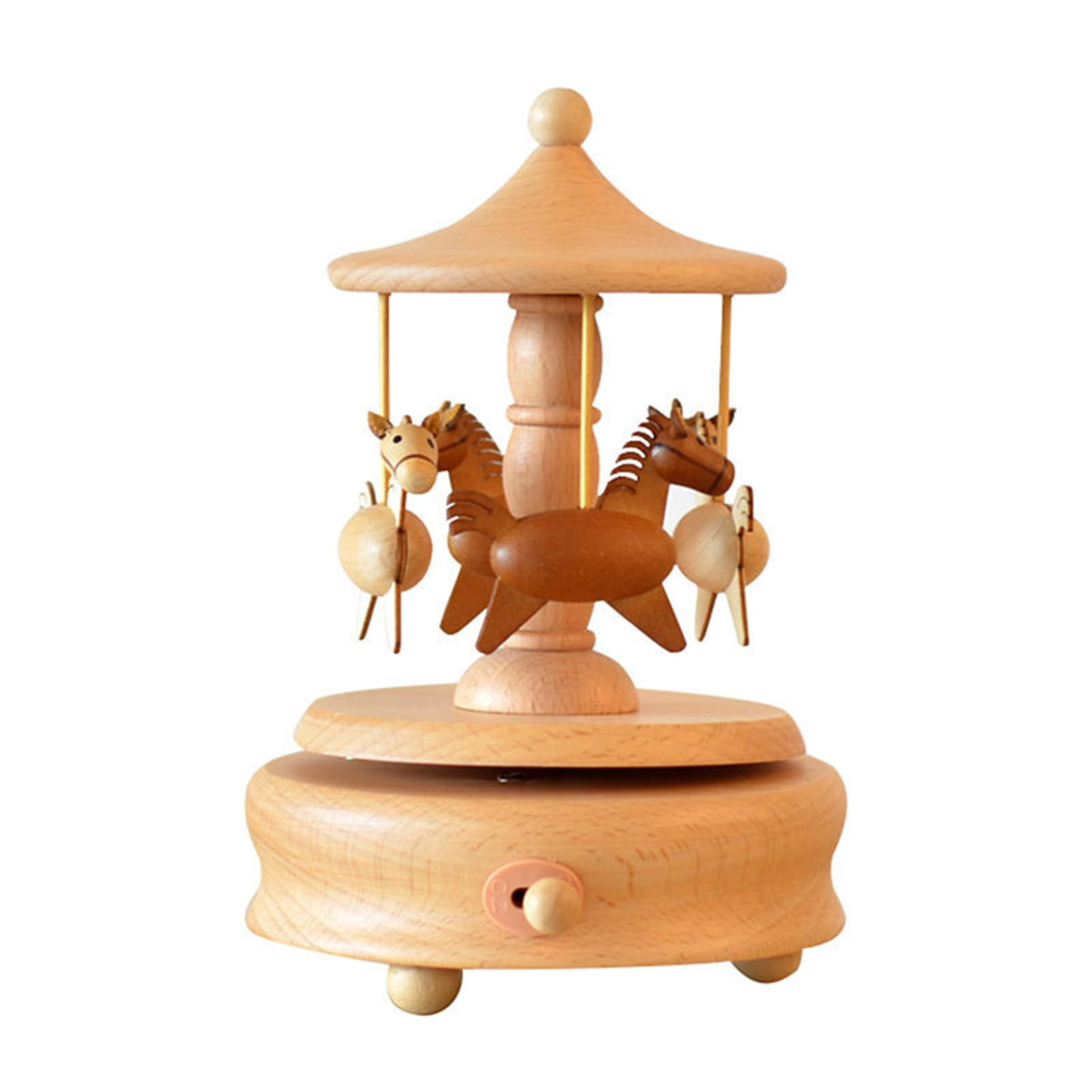 BAELLERT Wooden Carousel Music Box Handmade Rotating Horse Educational ...