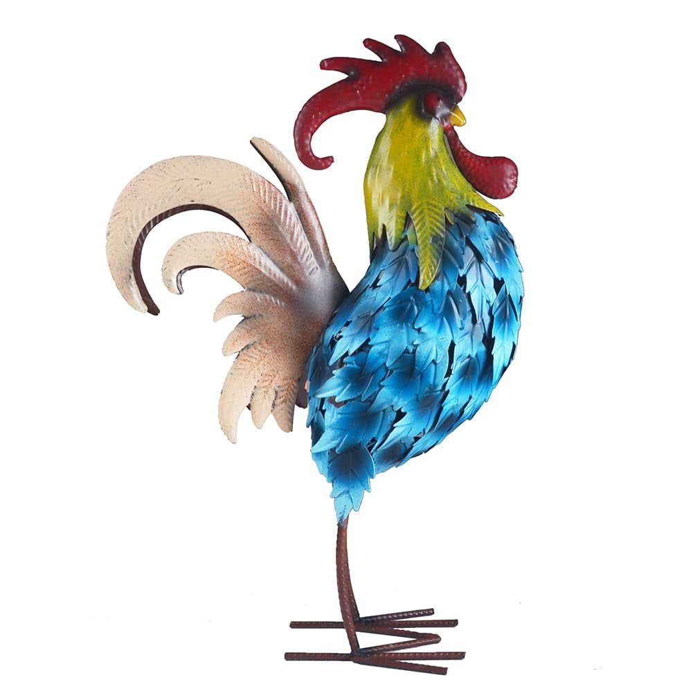 BAENRCY Rooster Statue Chicken Animal Sculpture Garden Decoration Metal Yard Art for Patio Lawn ...