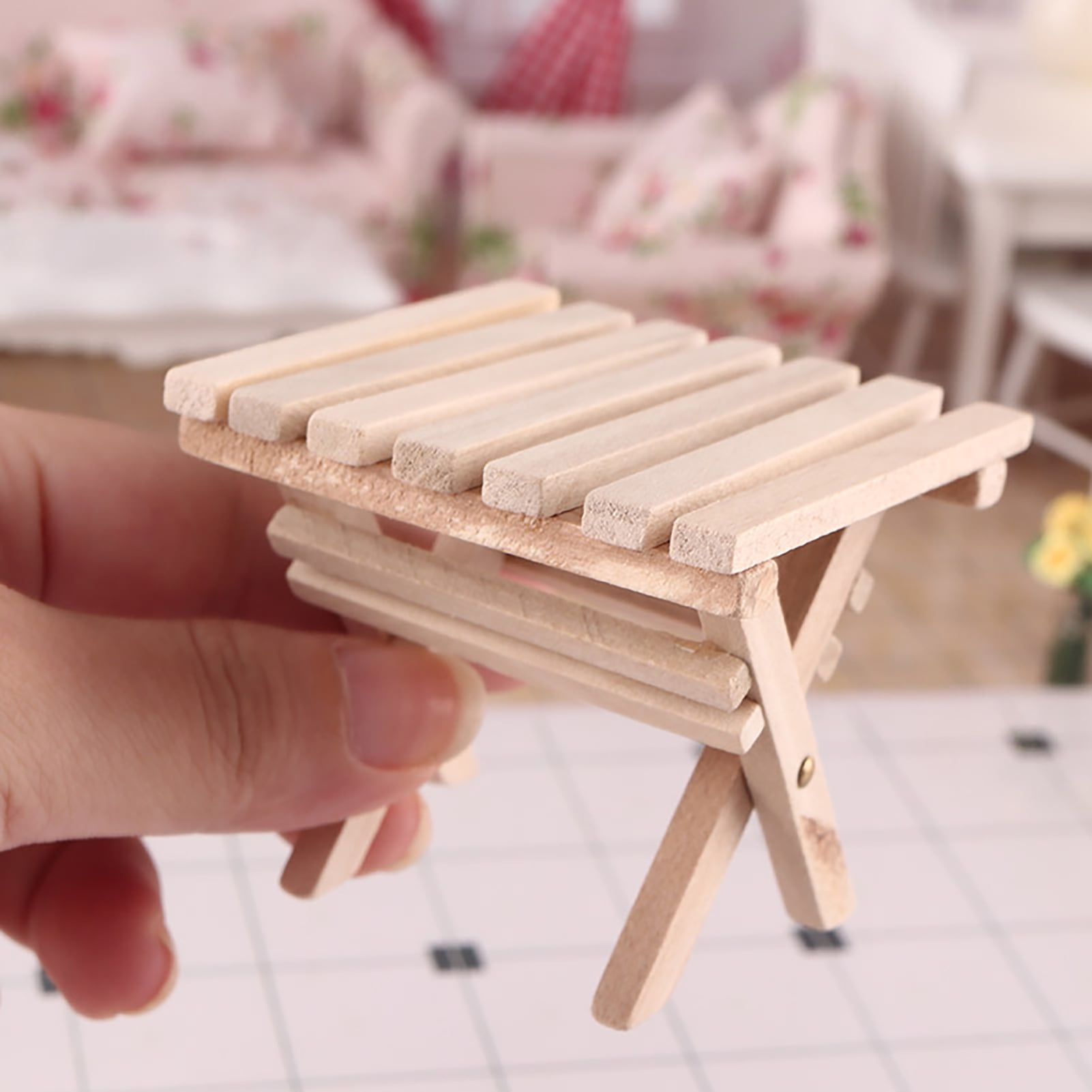 BAETEUY 1:12 Folding Table Handicraft DIY Mini Mini Furniture - Beach ...