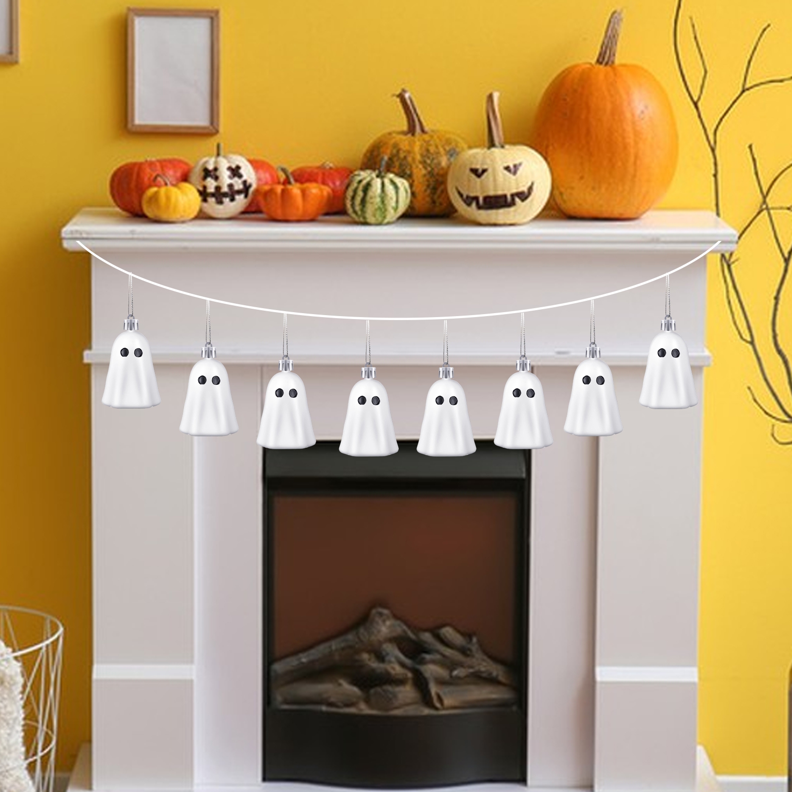 BAETEUY 1/2/4Pcs Halloween Hanging Ghost - Plastic Mini Ghost Figurine ...