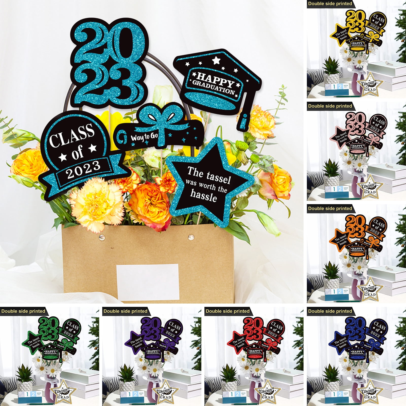 BAETEUY 1 Set Cake Topper Bachelors Hat Letter Design Glitter ...