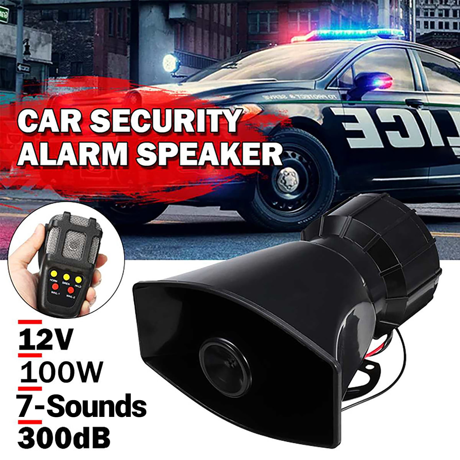 BAETEUY 1 Set Car Siren Super Loud Universal 7 Sounds 12V Electric ...