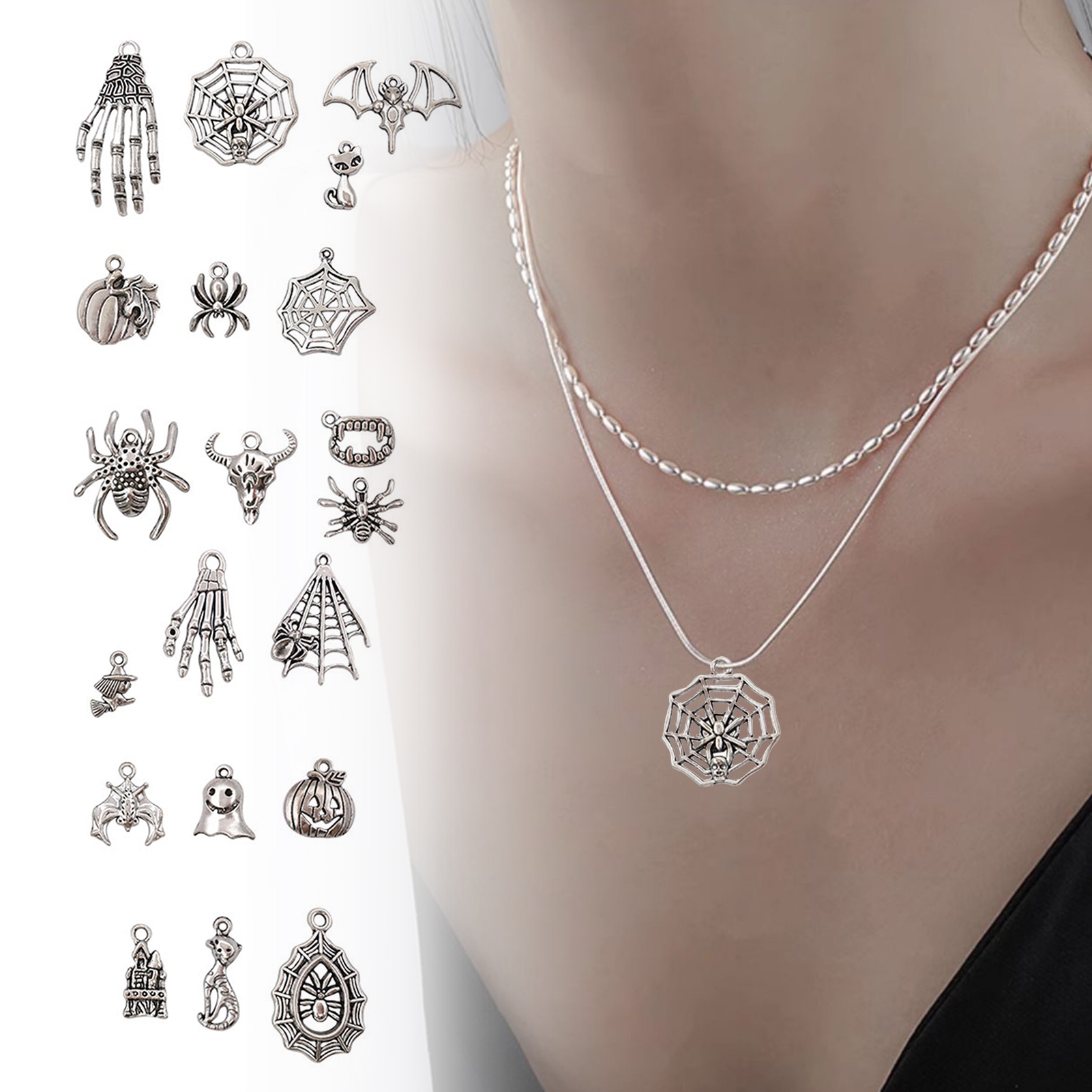 BAETEUY 100 Pcs Necklace Pendants Different Shapes Halloween Style ...